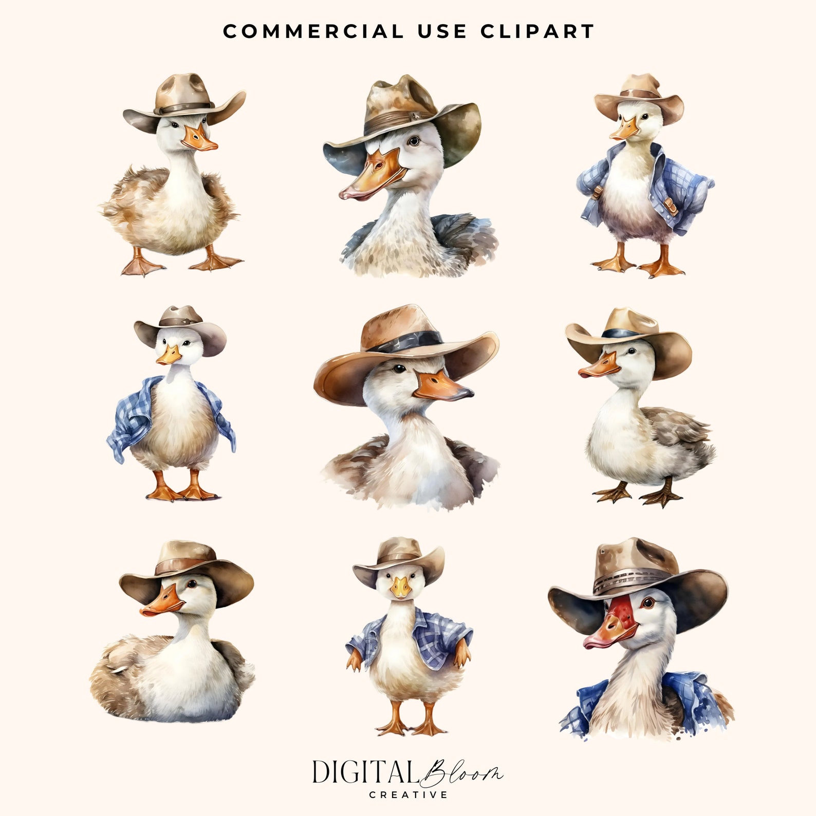 Cowboy Goose Clipart Western Duck PNG Cute Funny Animals Silly Goose ...