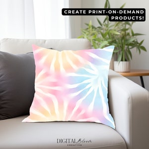 Tye Dye Digital Paper, Pastel Rainbow Tie Dye Digital Background ...