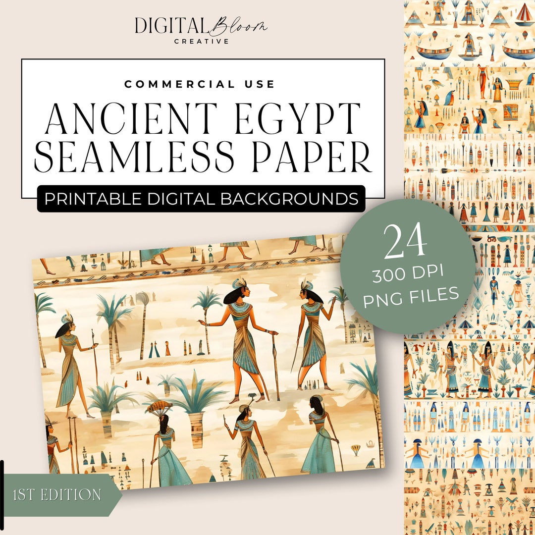 Egypt Digital Paper Seamless Egyptian Pattern Background Scrapbooking ...