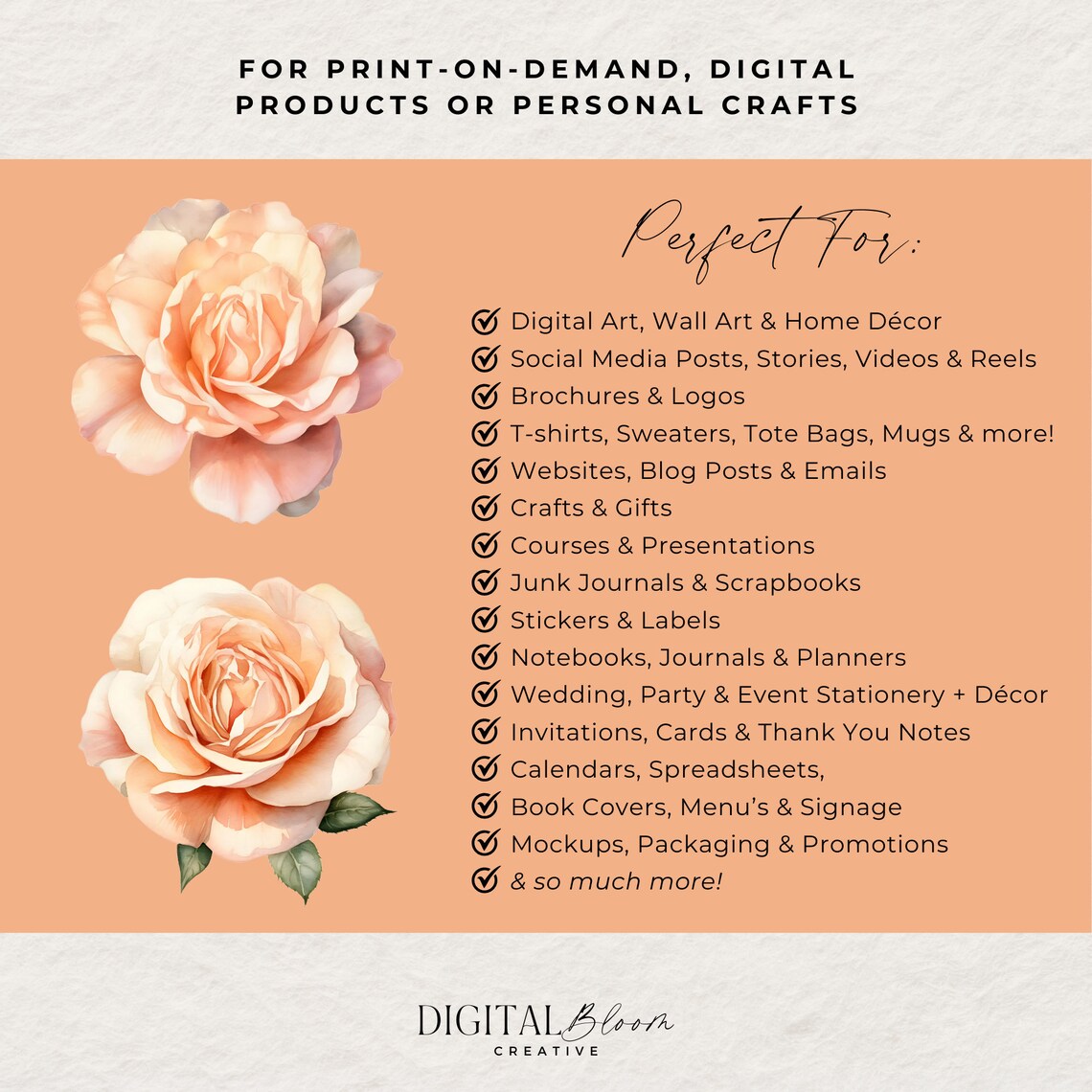 Pastel Peach Rose Flower Clipart Floral Baby Shower Roses PNG Graphics ...