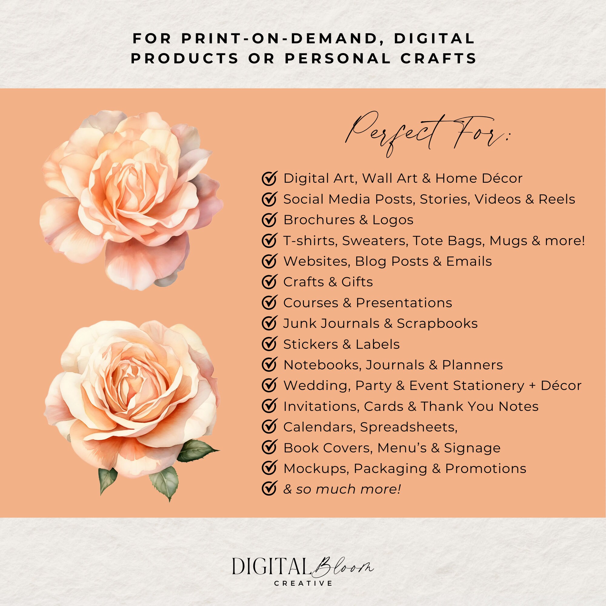 Pastel Peach Rose Flower Clipart Floral Baby Shower Roses PNG Graphics ...