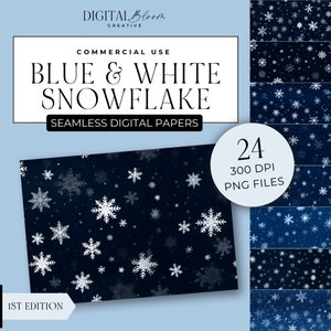 Snowflake Digital Paper, Winter Snow Digital Background, Christmas ...