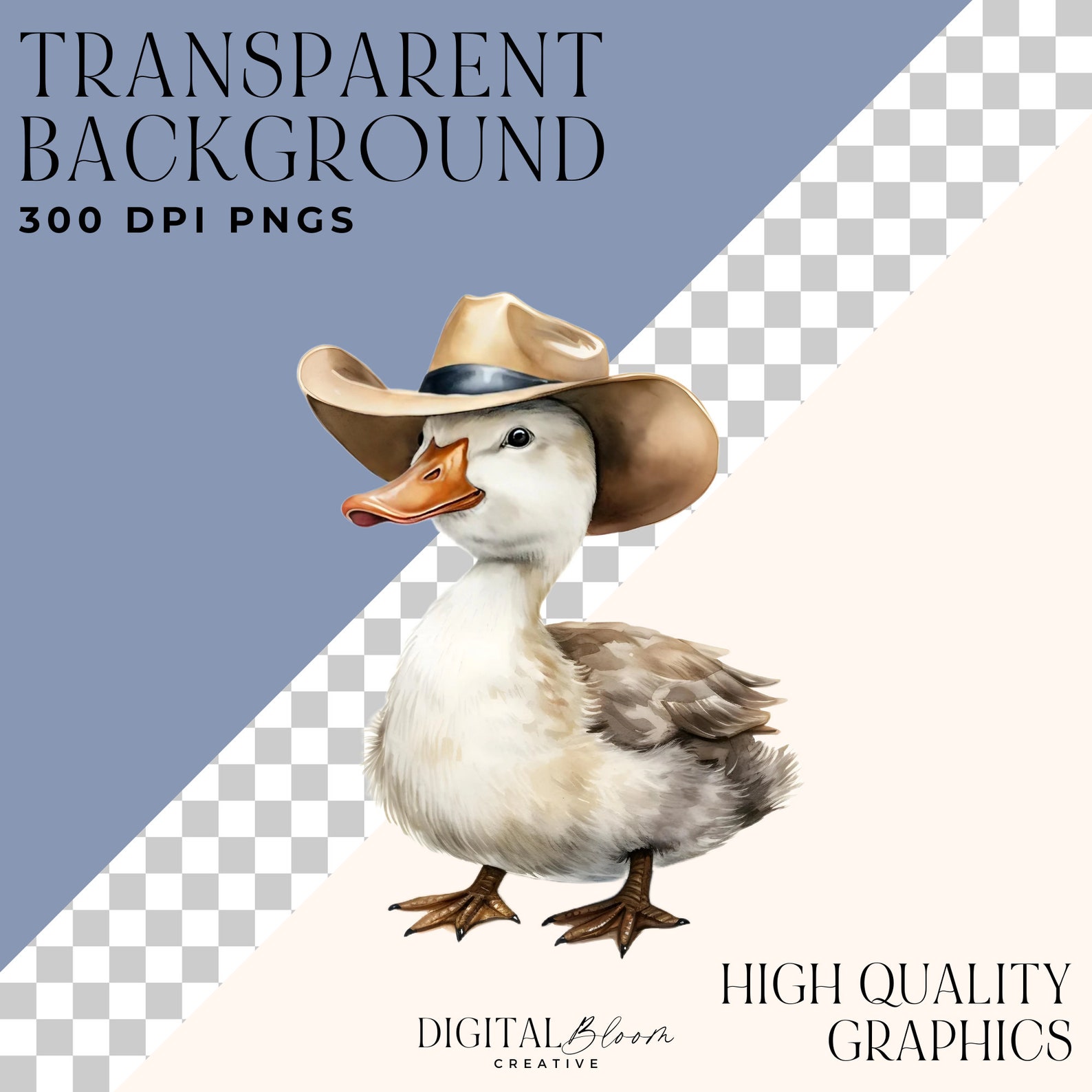 Cowboy Goose Clipart Western Duck PNG Cute Funny Animals Silly Goose ...