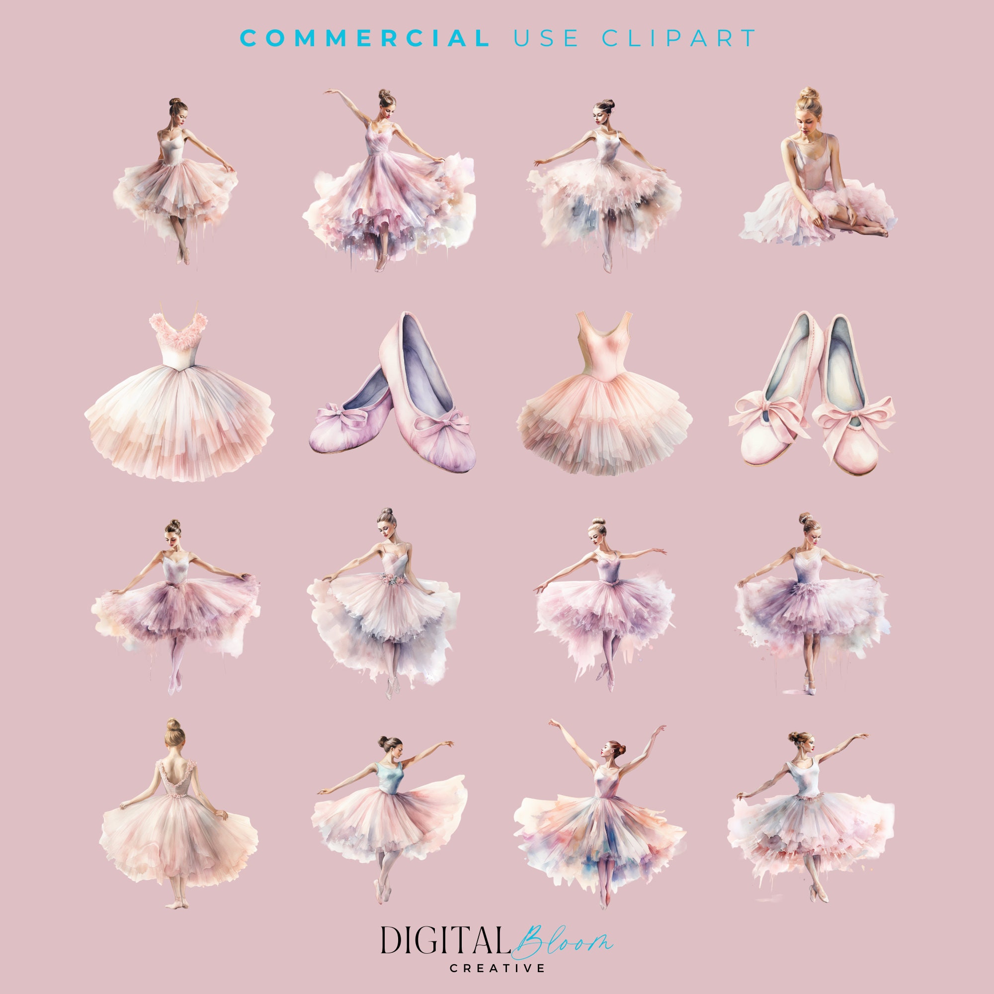 Clipart Watercolor Ballerina, Female Ballet Dancer PNG, Ballet Dancing ...