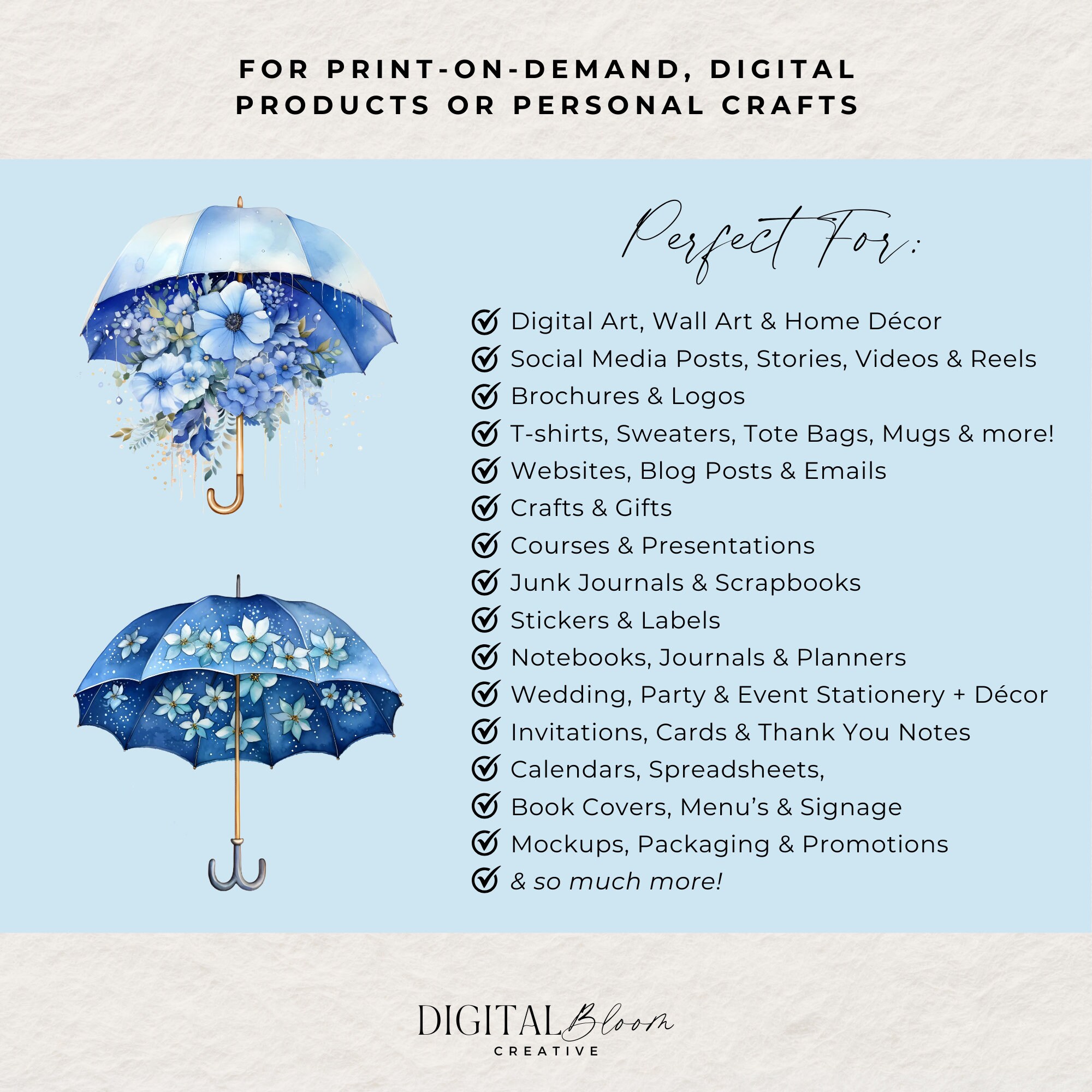 Blue Floral Baby Shower Umbrella Clipart PNG Graphics Invite Party ...