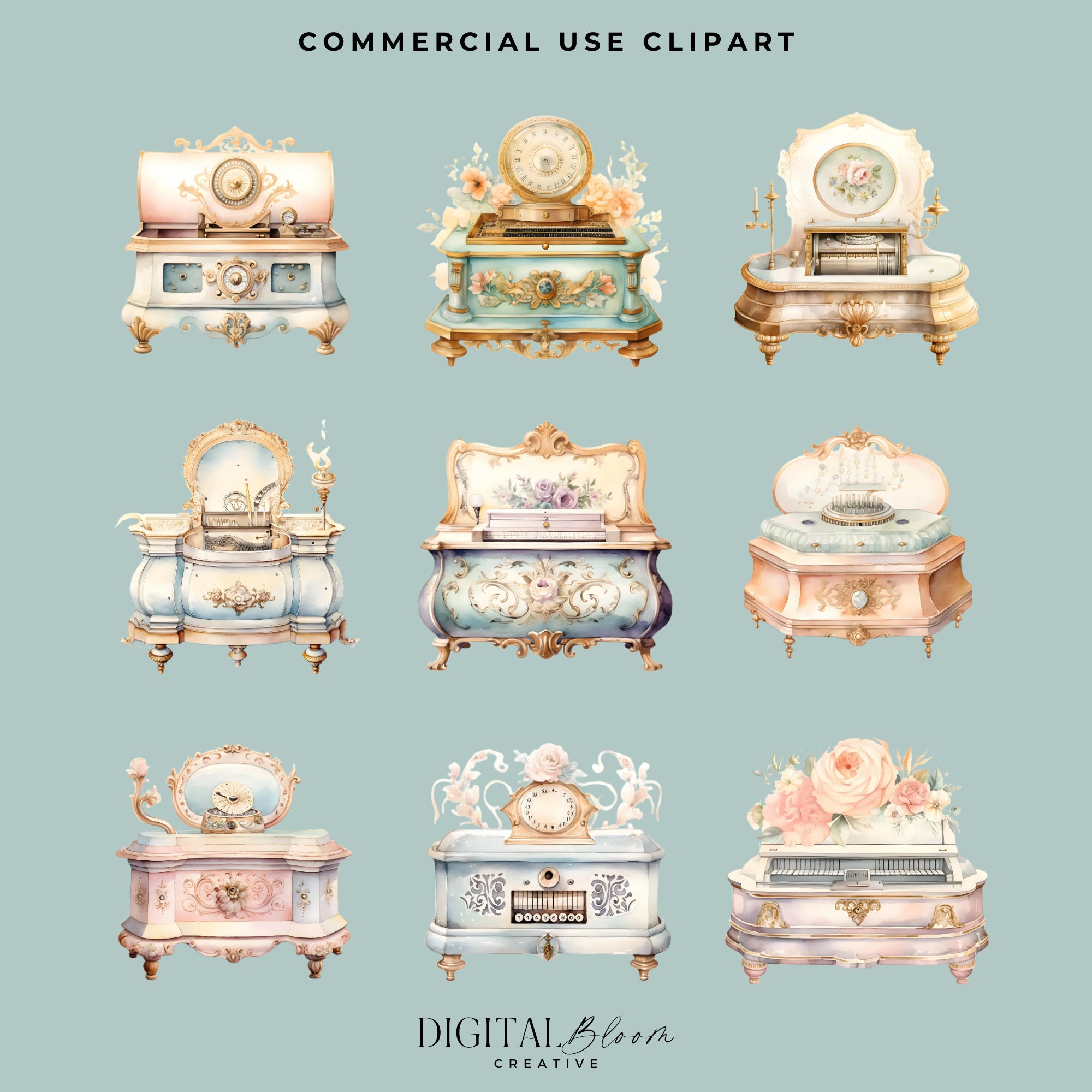 Music Box Clipart, Jewelry Box Clip Art, Antique Victorian, Vintage ...