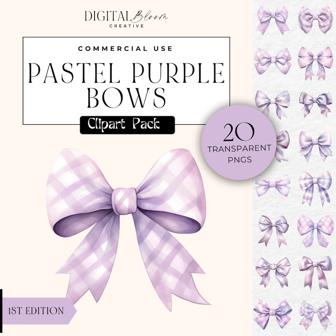 Pastel Purple Watercolor Coquette Bow, Lilac Ribbon Bow Clipart ...