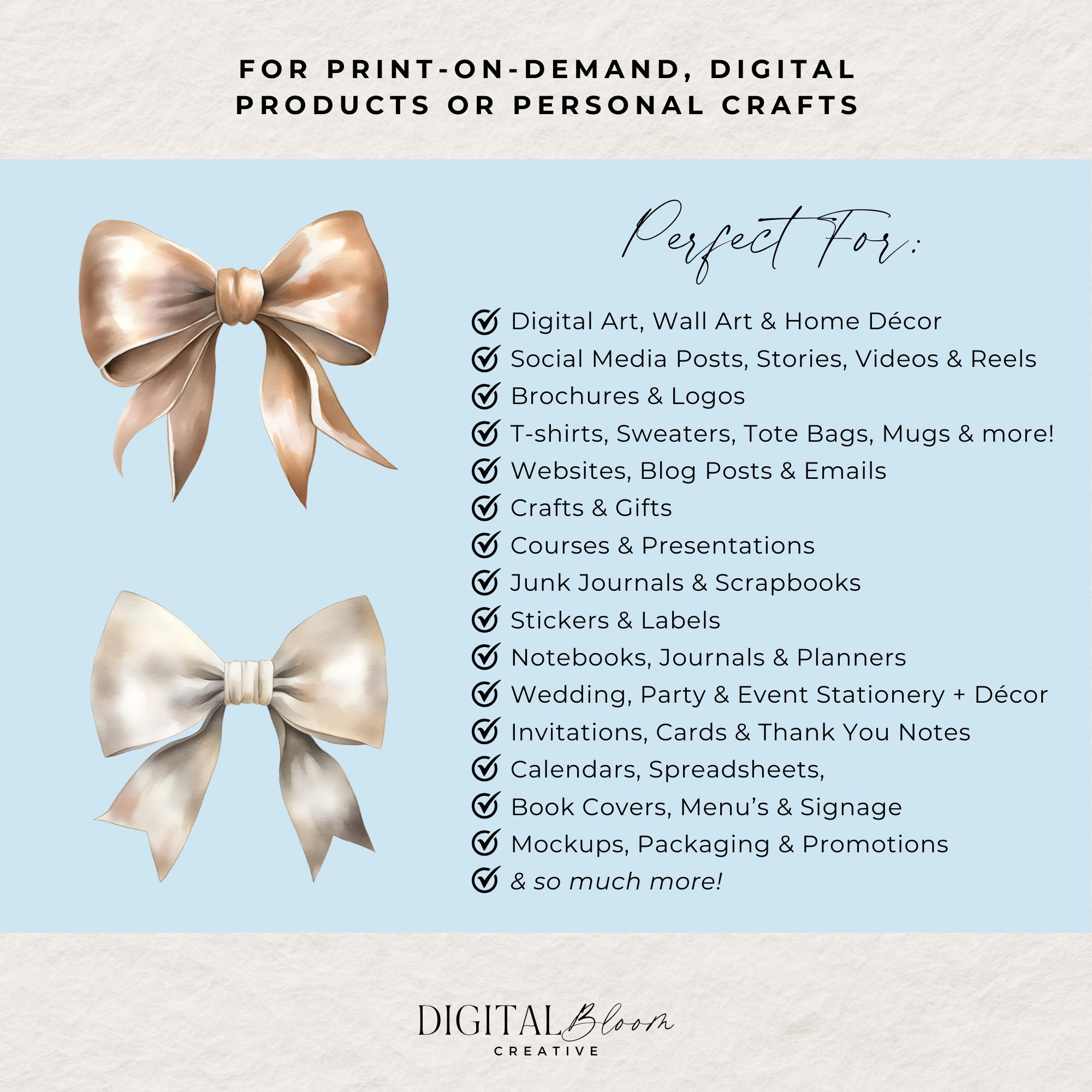 Neutral Bows Clipart, Bow PNG Graphics, Coquette Bows, Baby Shower ...