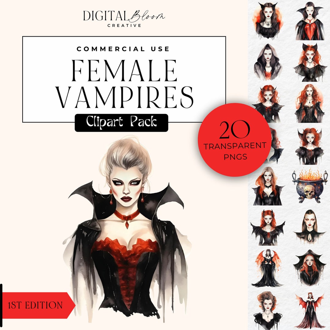 Vampire Clipart Spooky Female Girl Vampire PNG Graphics Quirky ...