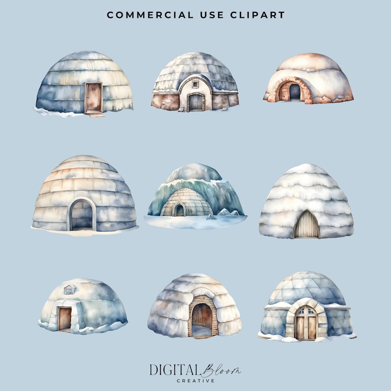 Igloo Clipart Eskimo Watercolor Clip Art North Pole PNG Winter Ice ...