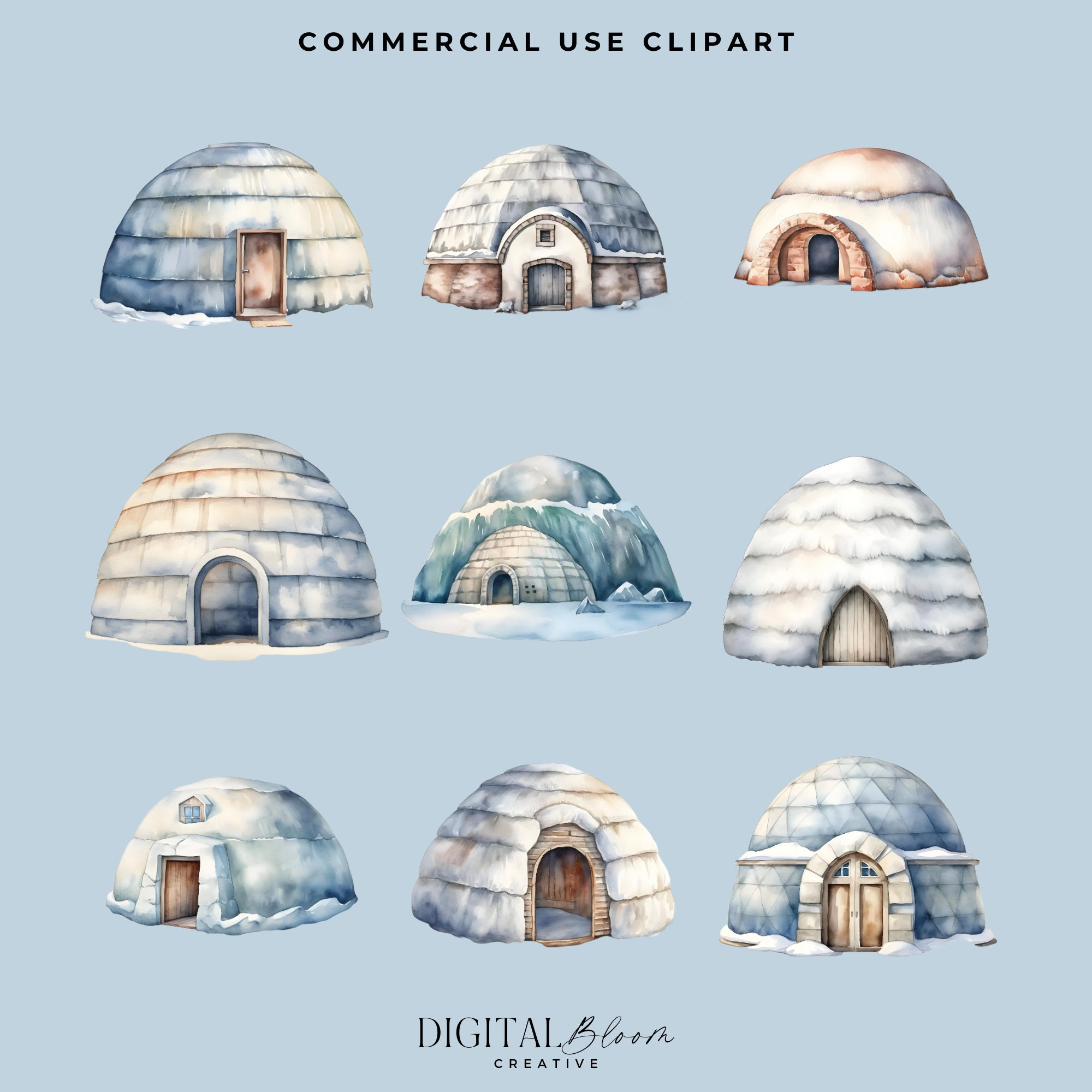 Igloo Clipart Eskimo Watercolor Clip Art North Pole PNG Winter Ice ...