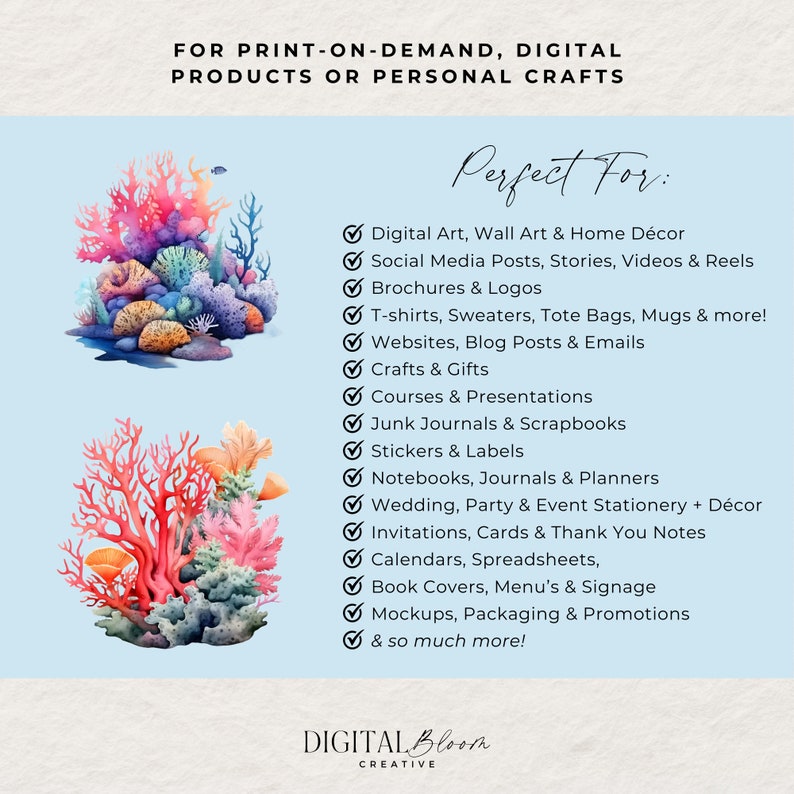 Coral Reef Clipart, Underwater PNG, Watercolor Sea Life Clip Art, Under ...