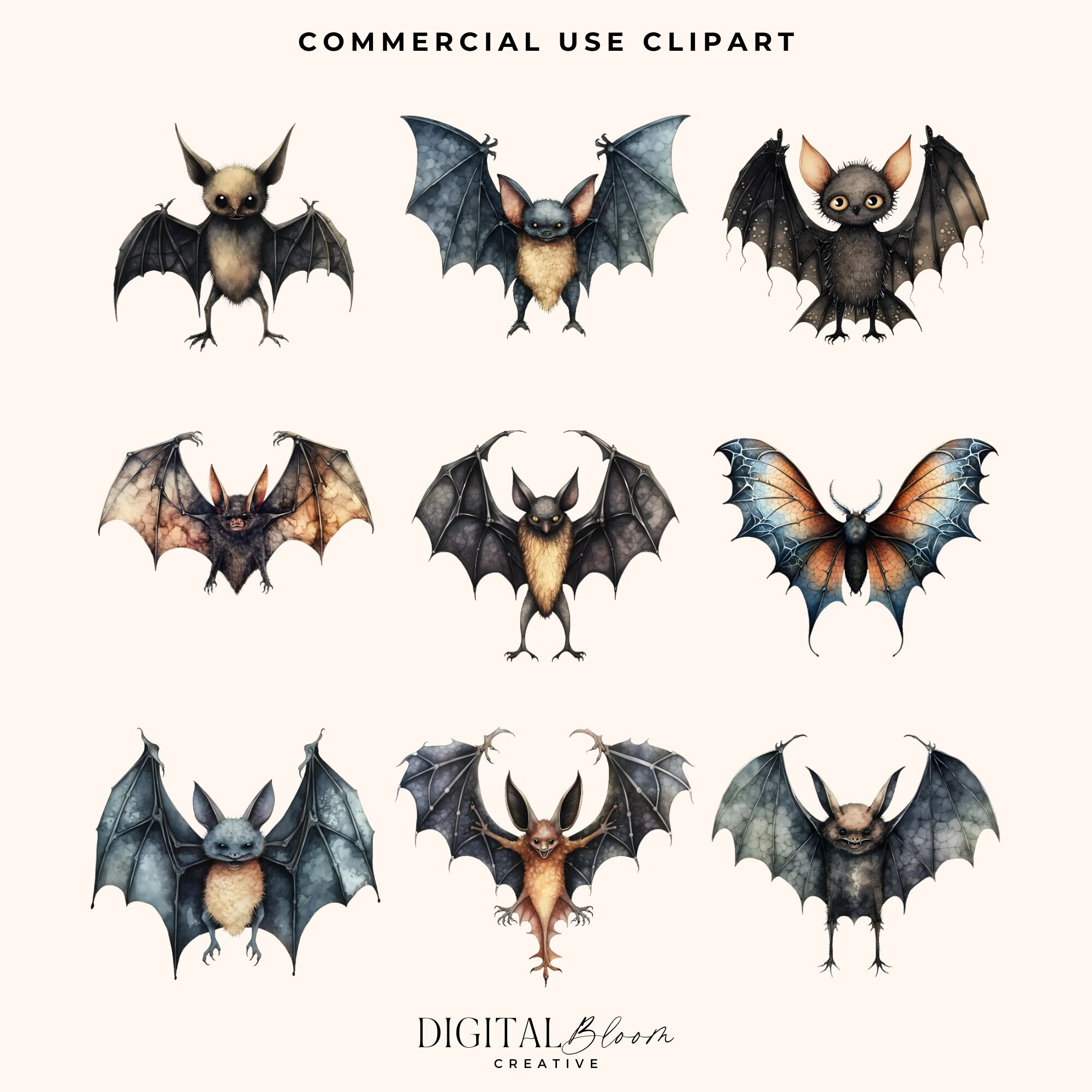 Halloween Bat Clipart Spooky PNG Graphics Cute Halloween Clip Art ...