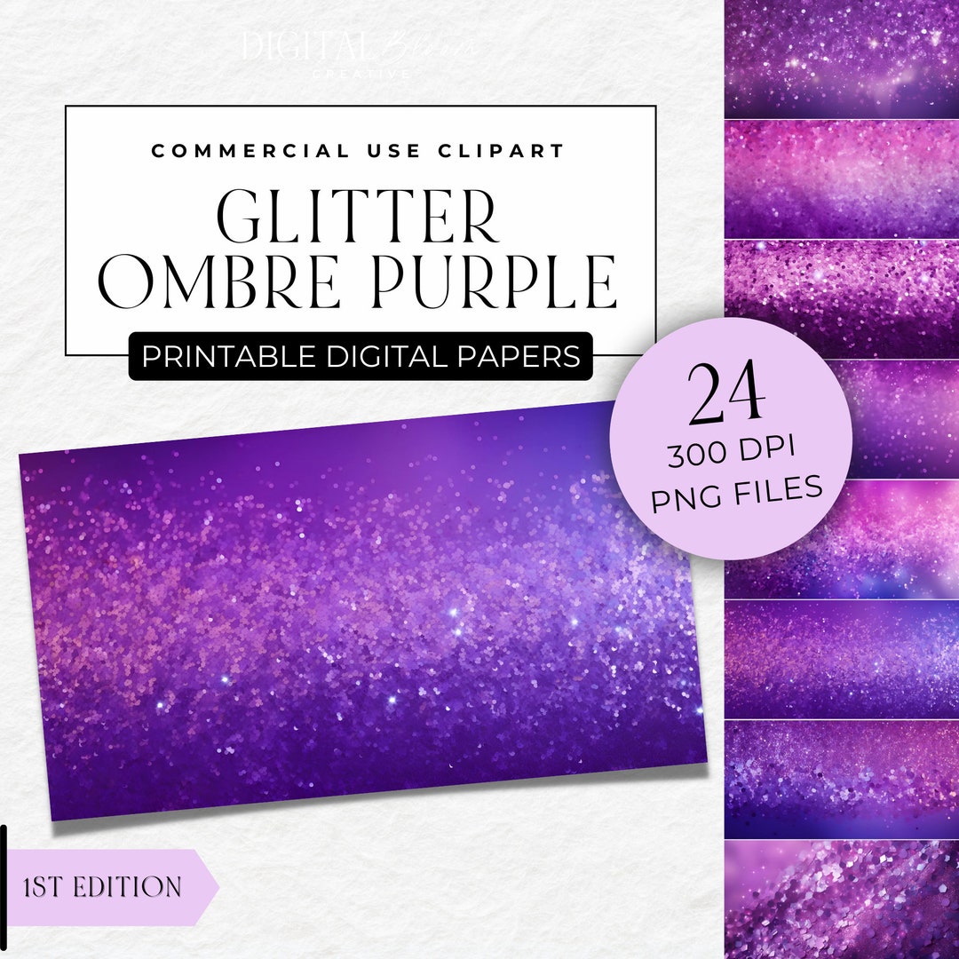 Digital Ombre Glitter Scrapbooking Paper, Purple Sparkle Backgrounds ...