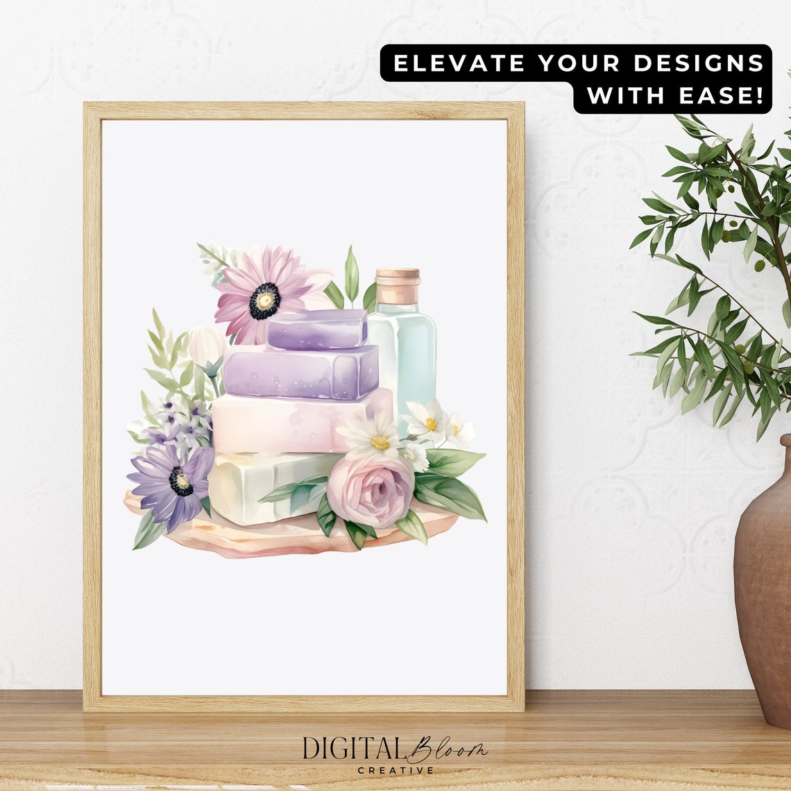 Handmade Soap Clipart Watercolor Bundle Bar of Herbal Fruit Soaps Spa ...