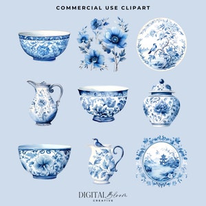 Chinoiserie Vase Clip Art Elegant Blue White Ginger Jar Porcelain Vase ...