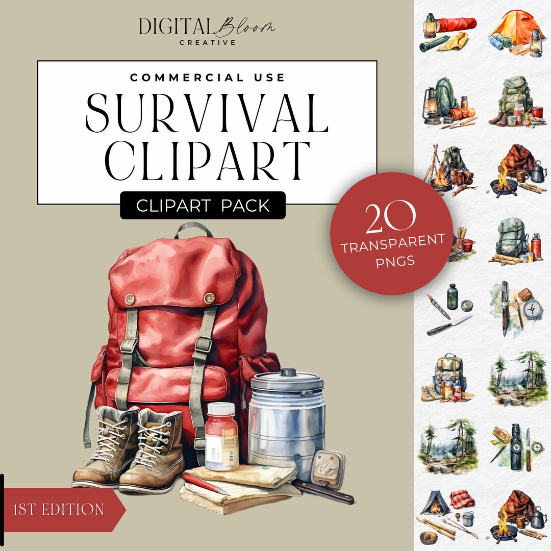 Survival Clipart, Watercolor Camping Equipment, Boy Scouts Clip Art PNG ...
