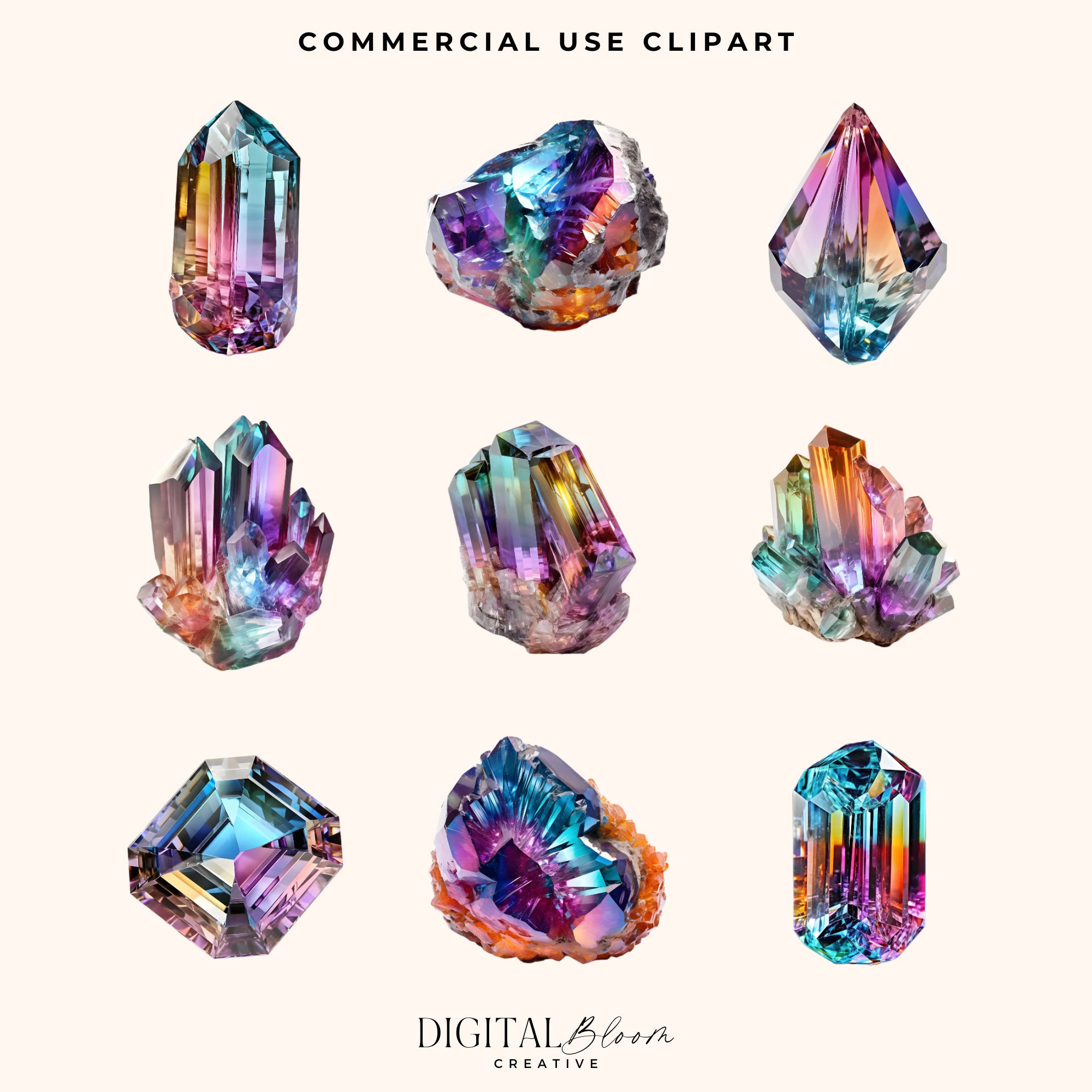 Mystic Topaz Crystal Clipart Realistic Gemstone PNG Healing Geode Clip ...