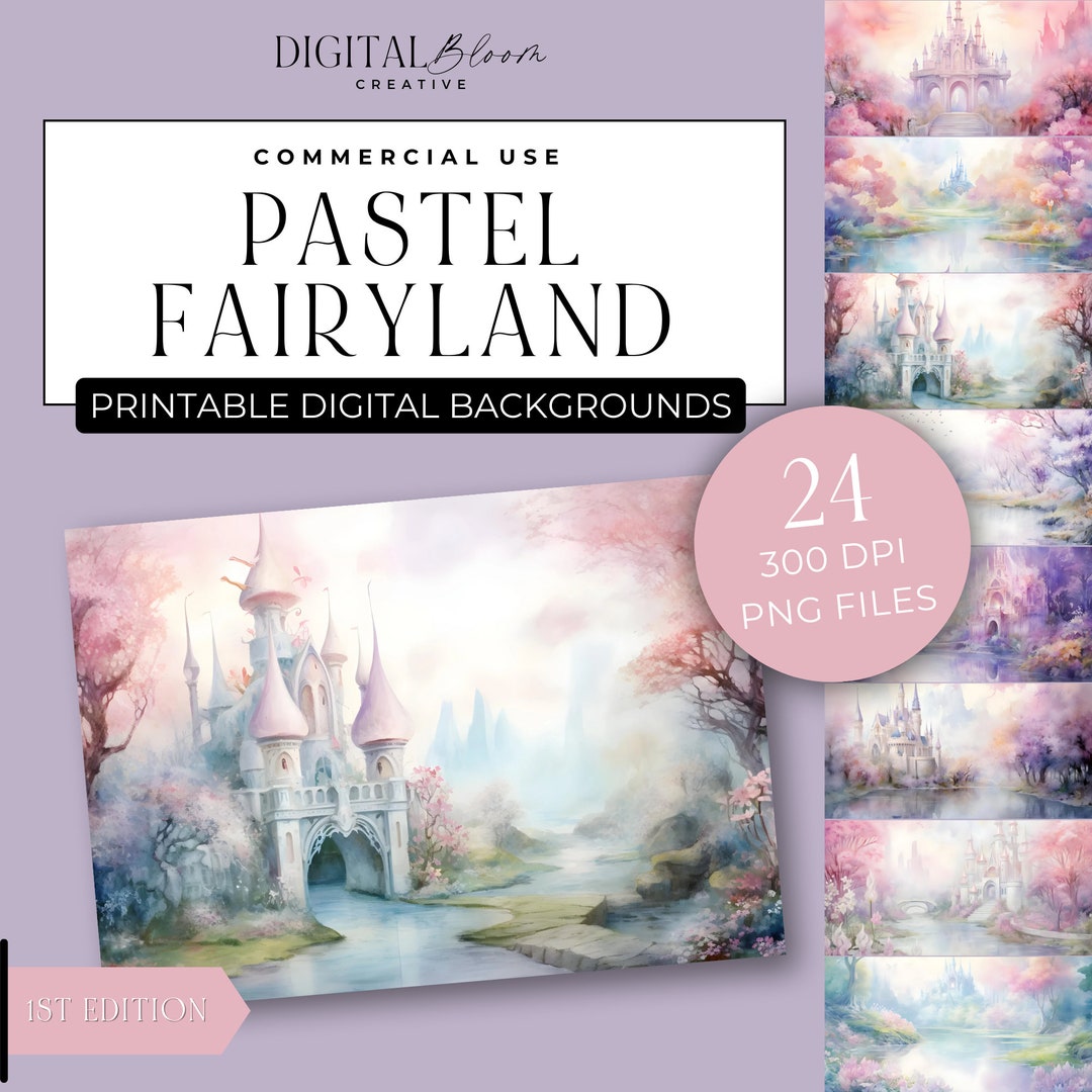 Pastel Fantasy Fairyland Digital Paper, Fairy Background, Fae Woodland ...