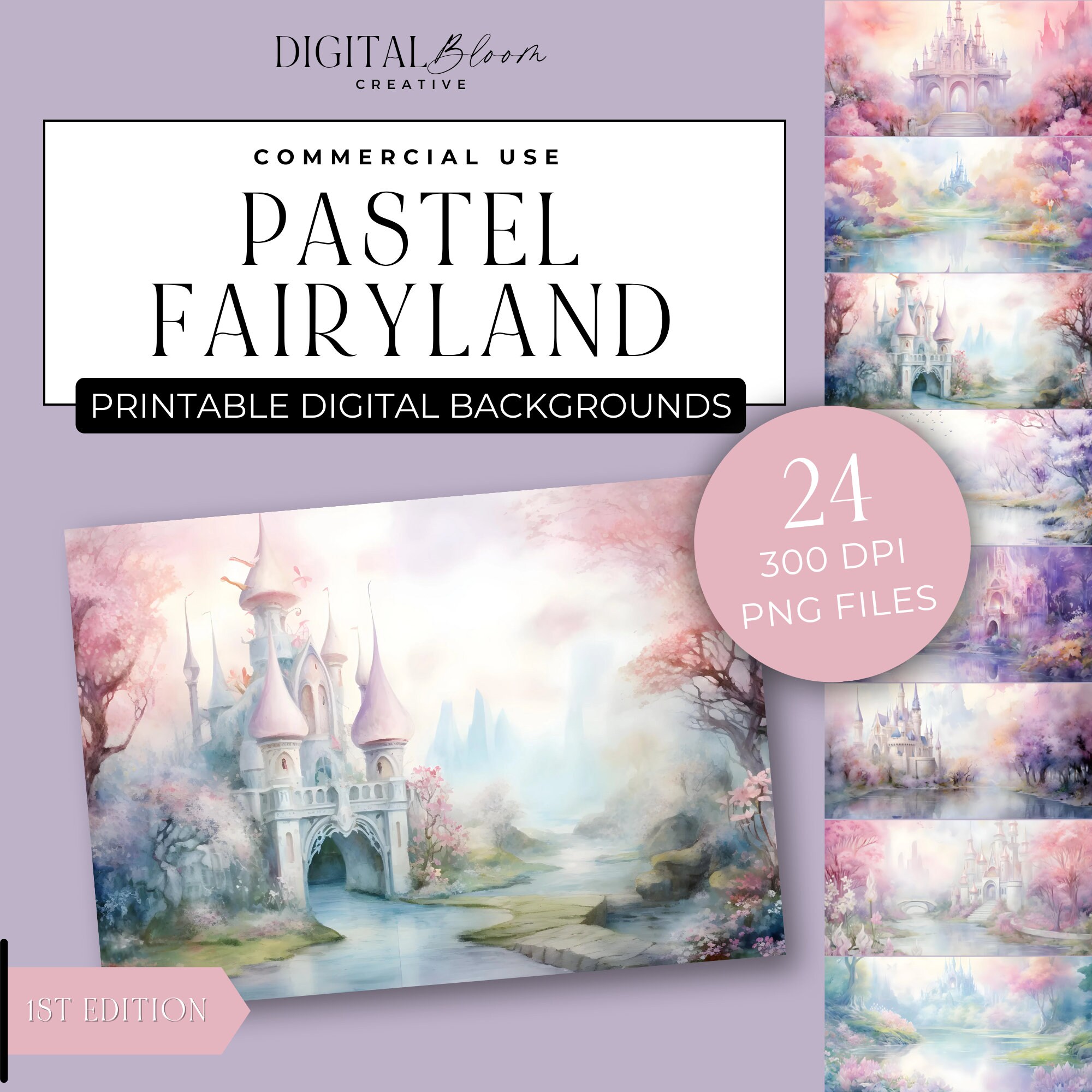 Pastel Fantasy Fairyland Digital Paper, Fairy Background, Fae Woodland ...