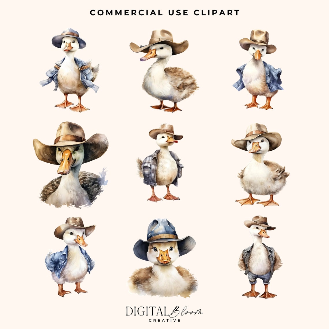 Cowboy Goose Clipart Western Duck PNG Cute Funny Animals Silly Goose ...