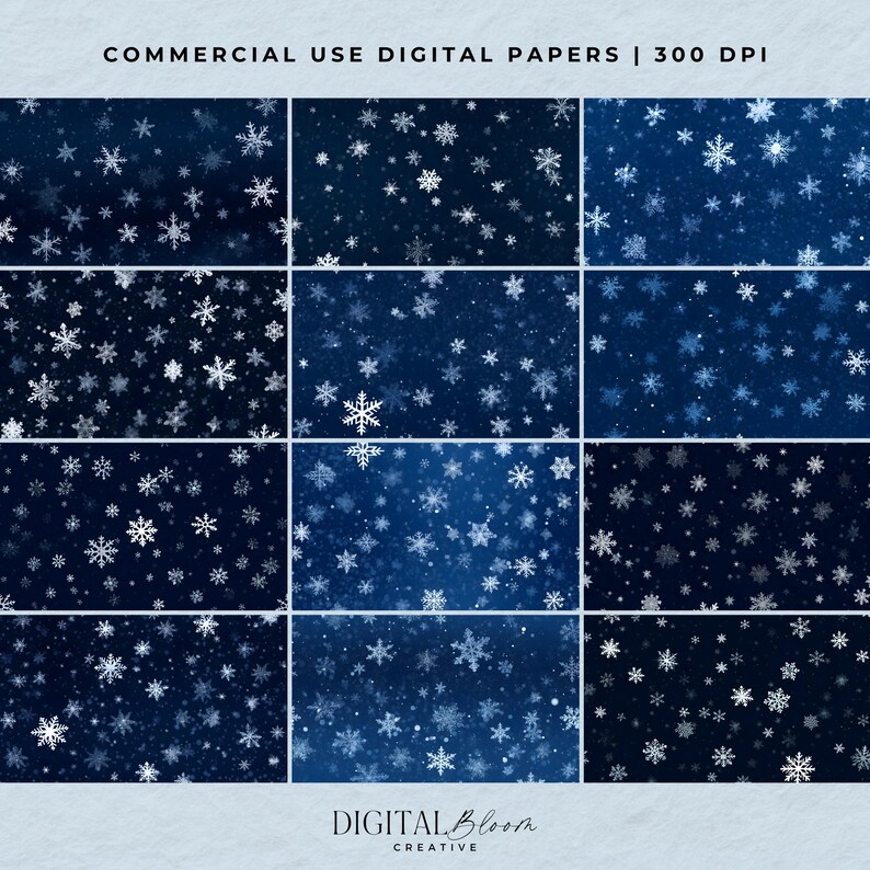 Snowflake Digital Paper, Winter Snow Digital Background, Christmas ...