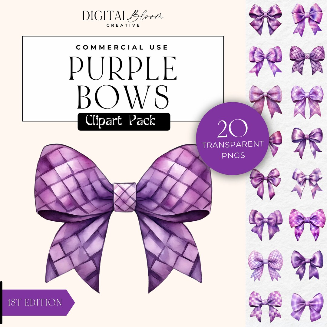 Purple Watercolor Coquette Bow, Ribbon Bow Clipart Transparent Png ...