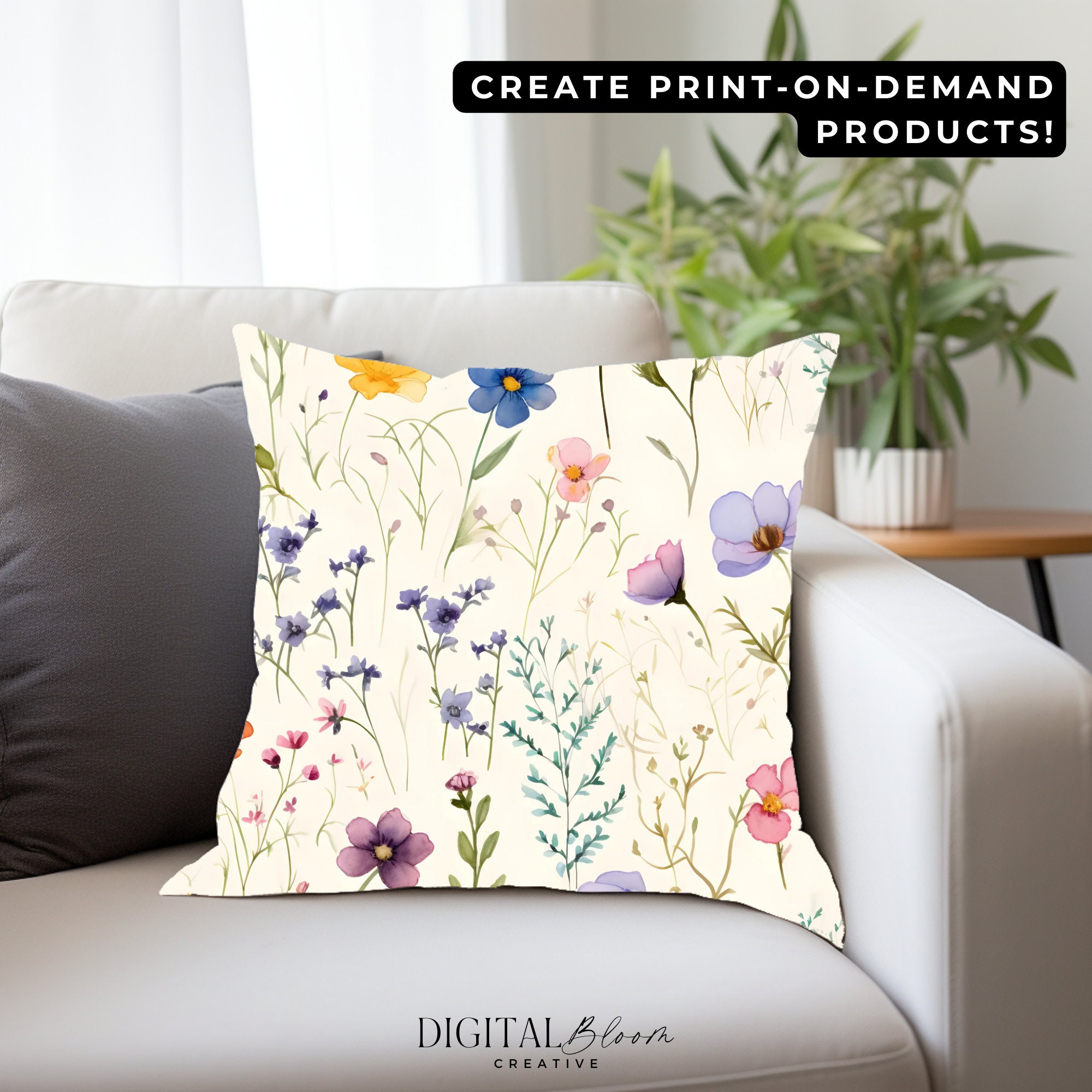 Wildflowers Seamless Digital Paper Organic Spring Summer Flowers ...