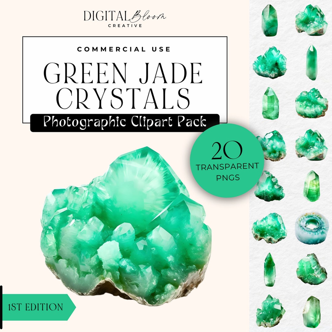 Green Jade Crystal Clipart, Realistic Gemstones PNG, Healing Geode Clip ...