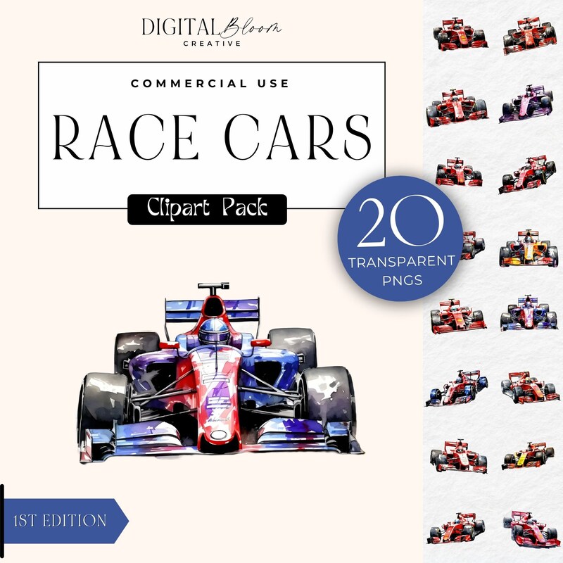 Race Cars Clip Art - Etsy