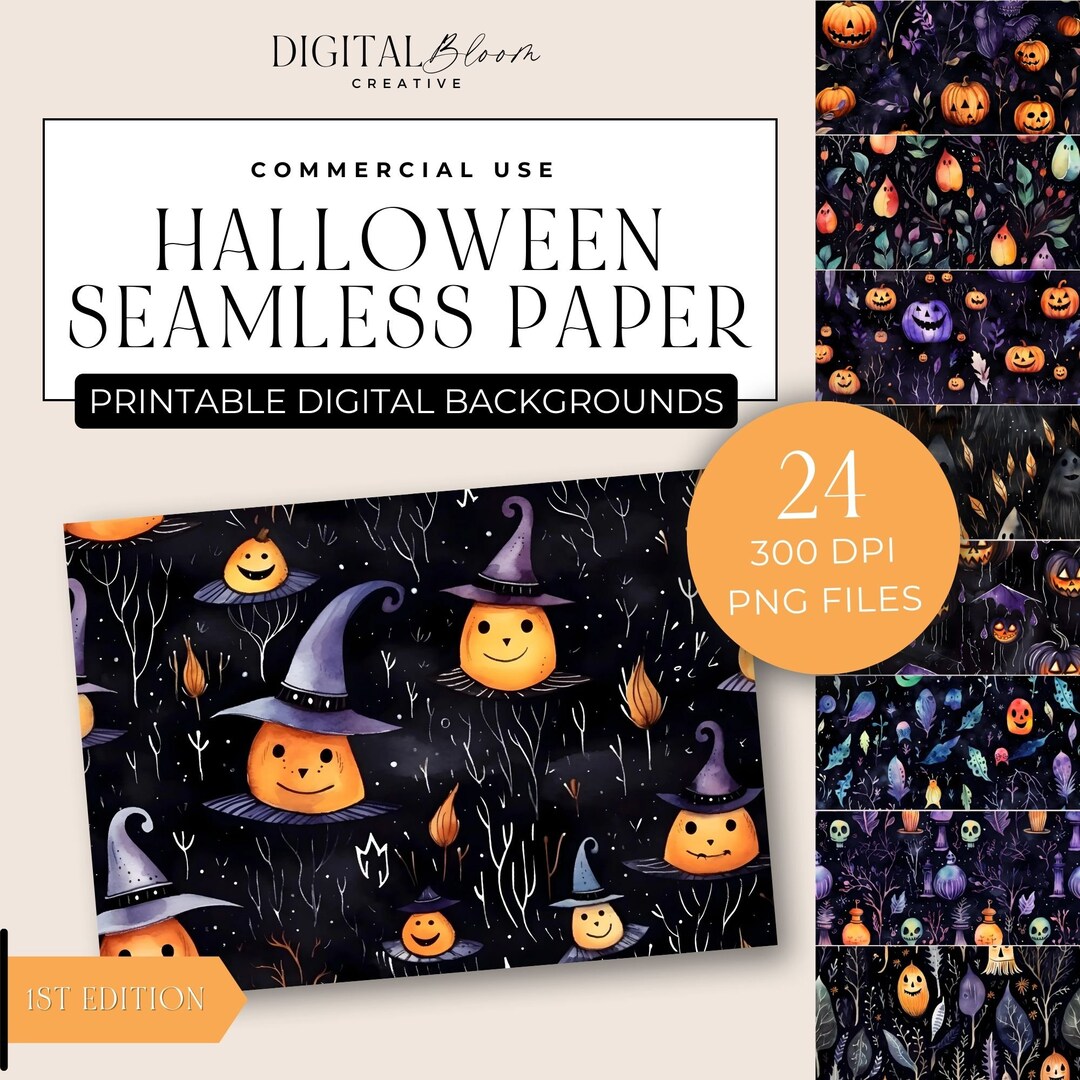 Halloween Seamless Digital Paper Repeating Pattern Printable Background ...