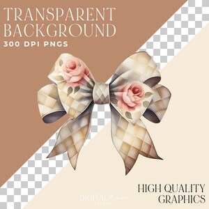 Ribbon Bow Clipart Transparent Png, Neutral Beige, Watercolor Coquette ...
