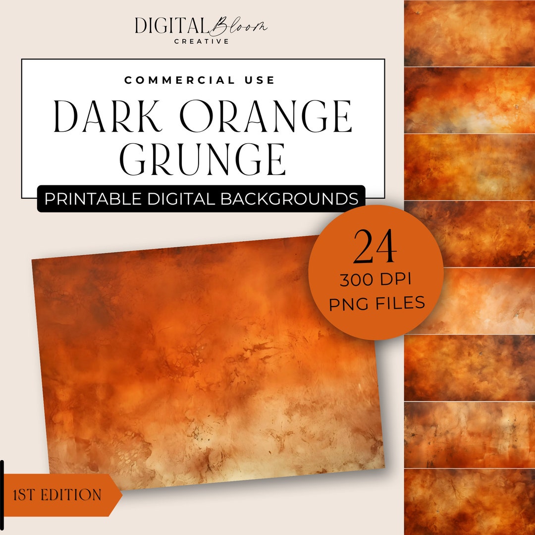 Dark Orange Grunge Digital Paper Distressed Watercolor Pattern Vintage ...