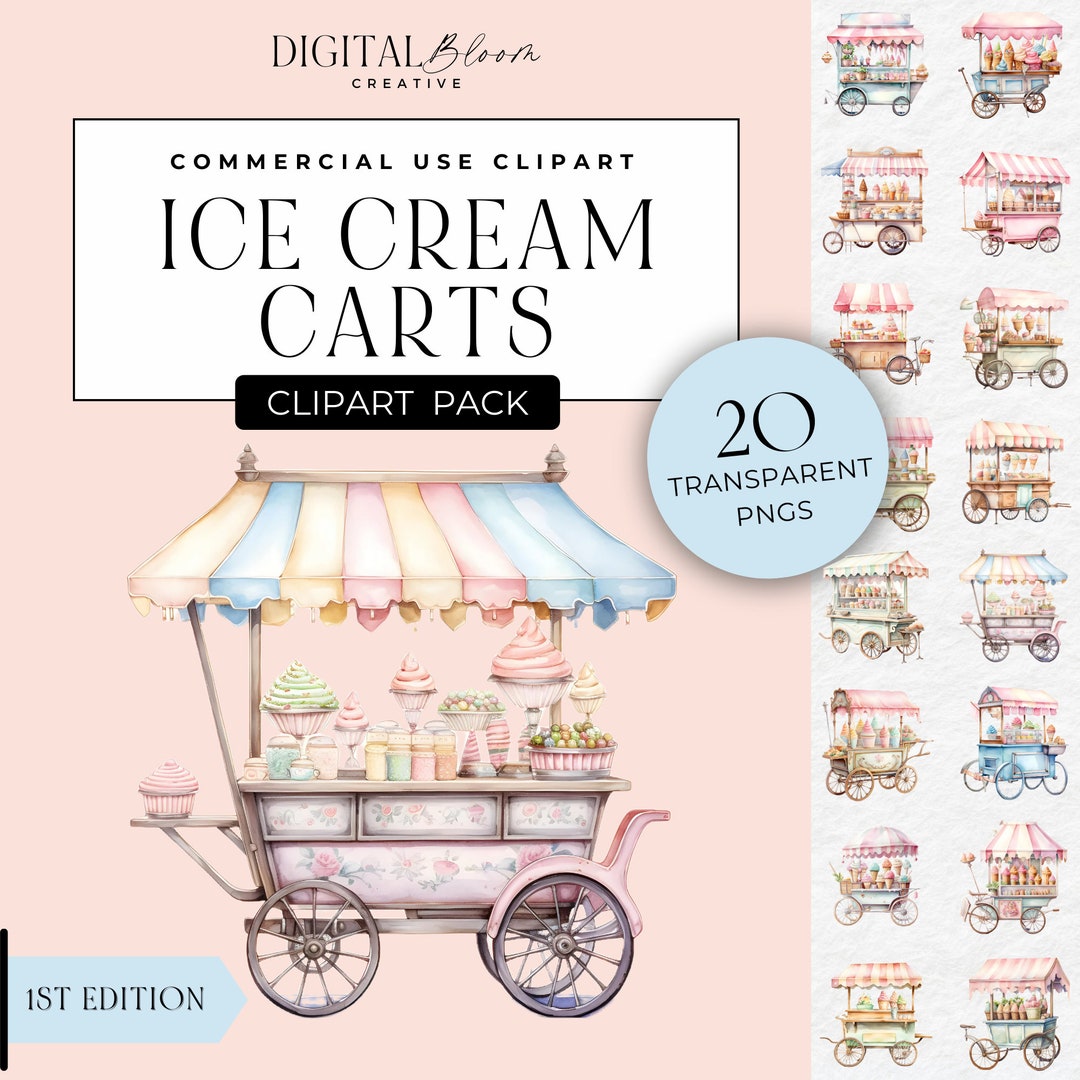 Ice Cream Cart Clip Art Popsicle Sweet Treats Summer Holiday Clipart ...