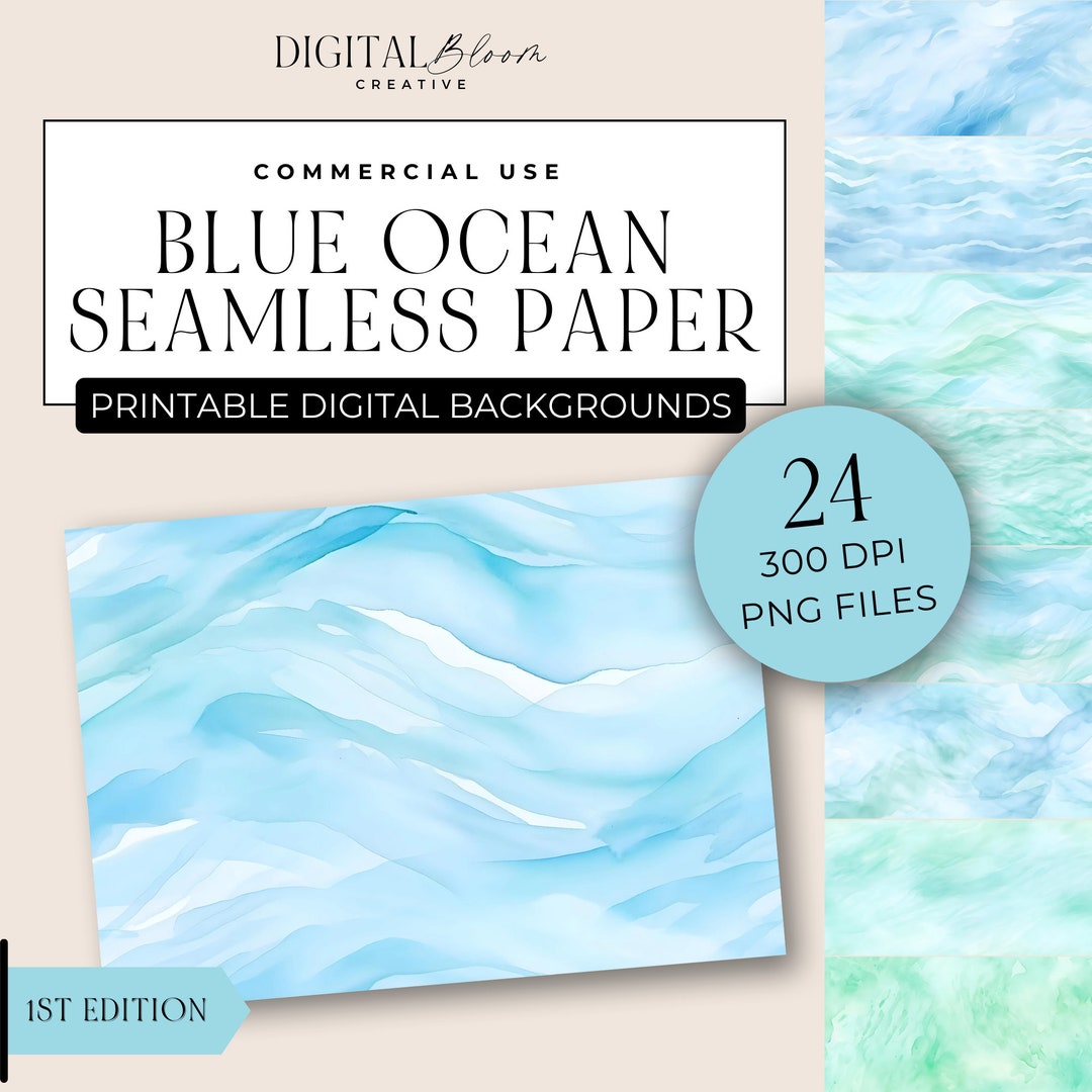 Ocean Water Wave Texture Pack Blue Green Sea Digital Papers Background ...