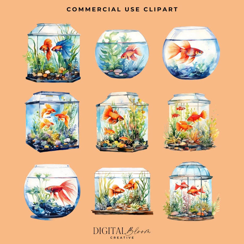 Fish Bowl Clipart Pet Goldfish Tank Aquarium Clip Art PNG Colorful ...