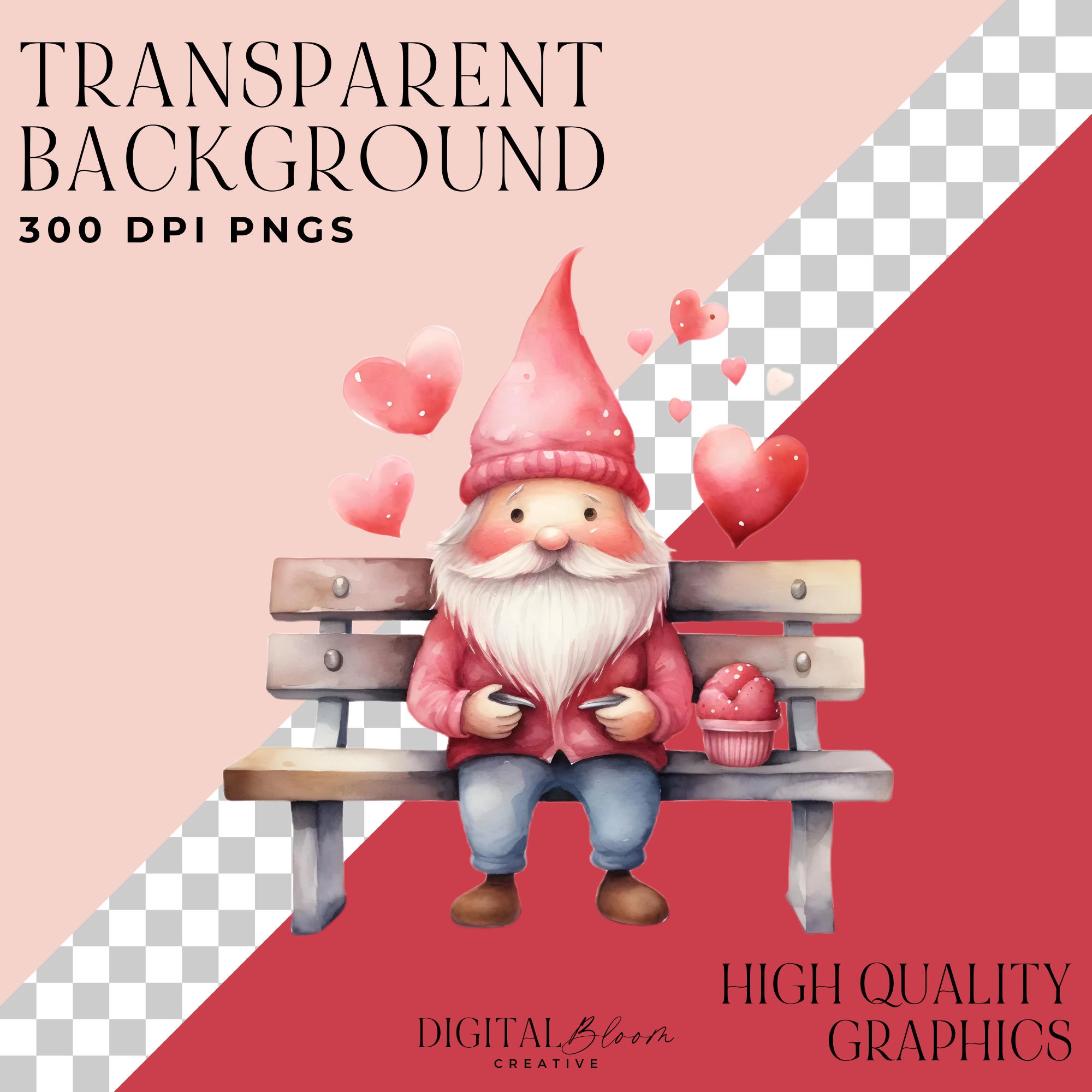 Seasonal Gnome Clipart Valentines Day, Watercolor Garden Gnomes, Saint ...