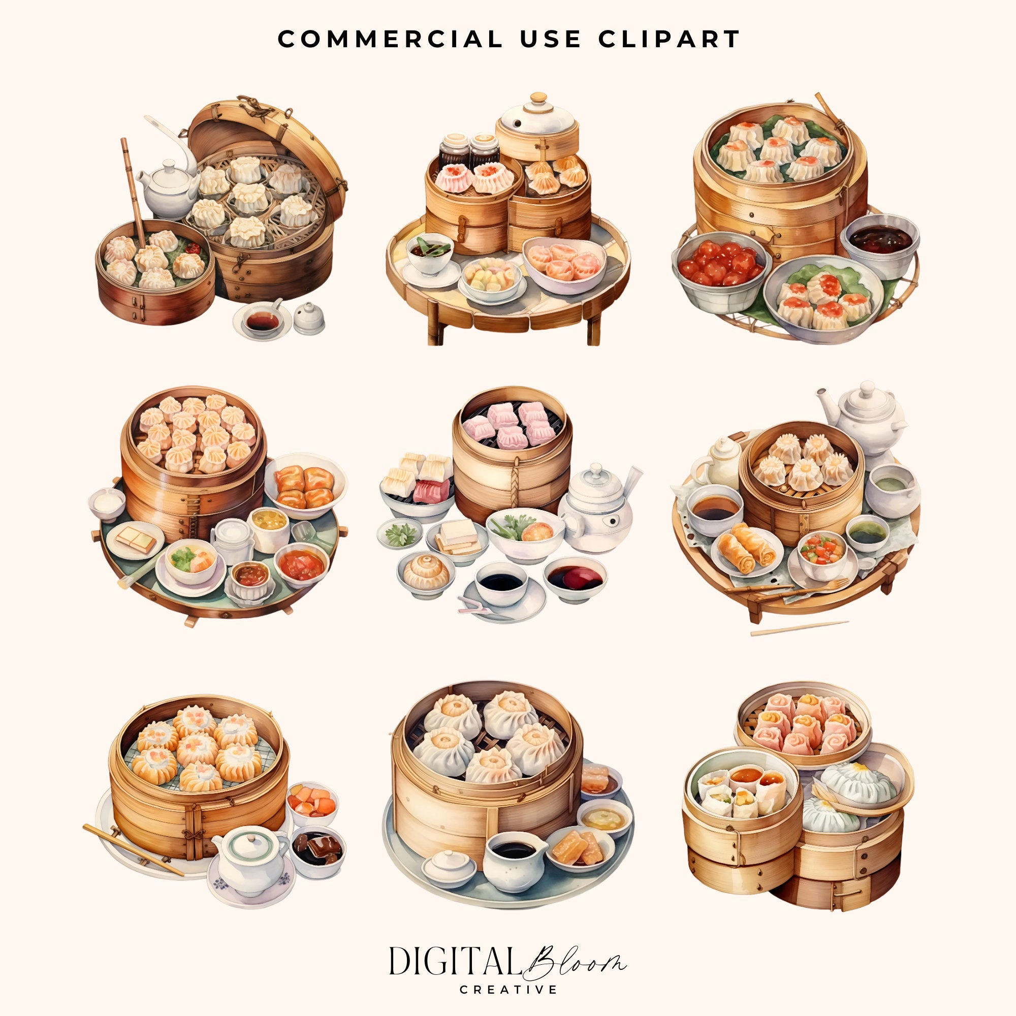 Dim Sum Clipart Chinese Food PNG Malaysian Graphics Asian Dumplings ...