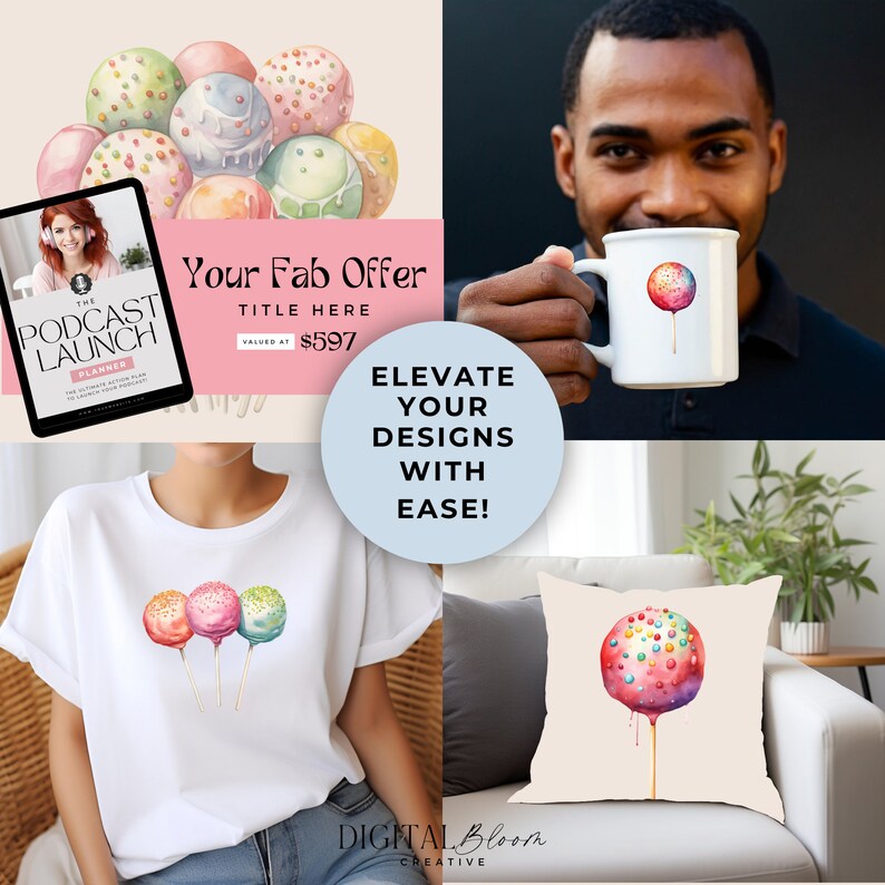 Cake Pop Clipart Birthday Sweet Treats Summer Party Clip Art Dessert ...