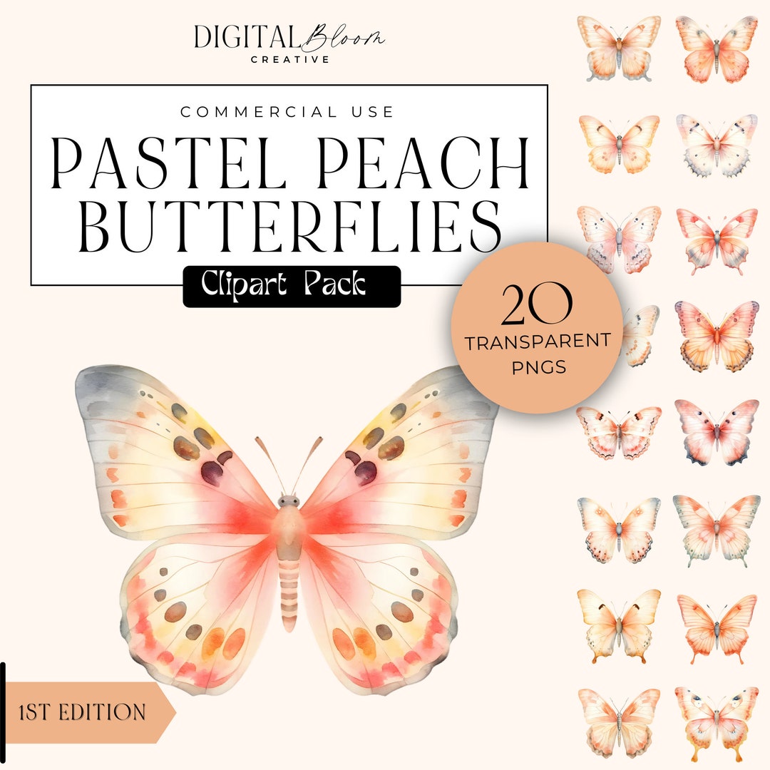 Light Peach Butterfly Clipart Pastel Butterflies Graphics Transparent ...