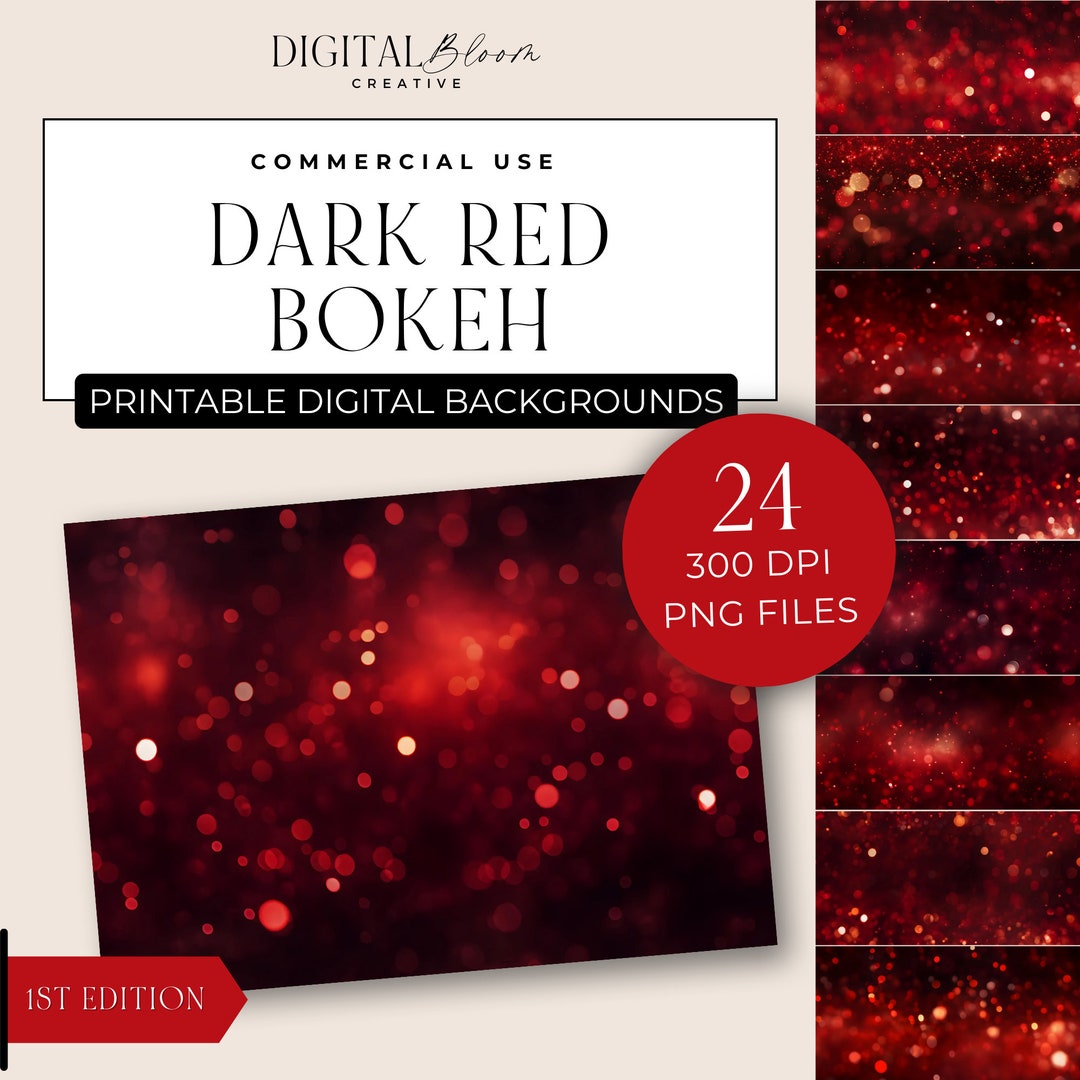 Dark Red Bokeh Digital Paper Glitter Backdrop Confetti Pattern ...