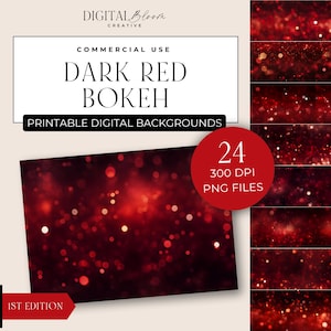 Dark Red Bokeh Digital Paper Glitter Backdrop Confetti Pattern ...