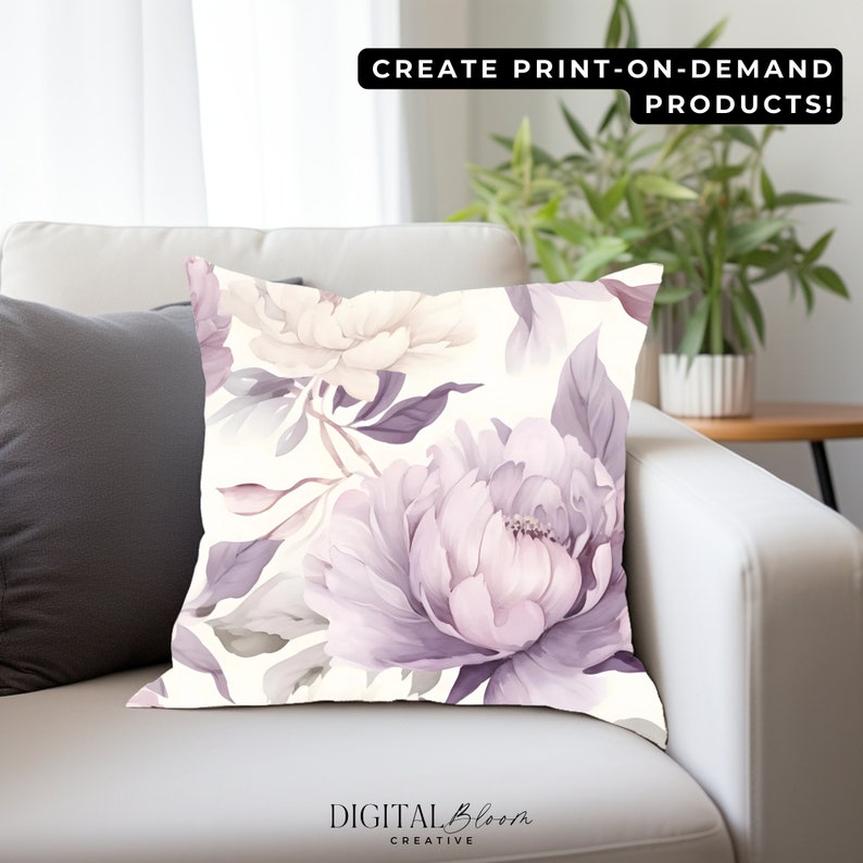 Purple Peony Digital Paper Pastel Peonies Seamless Pattern Background ...