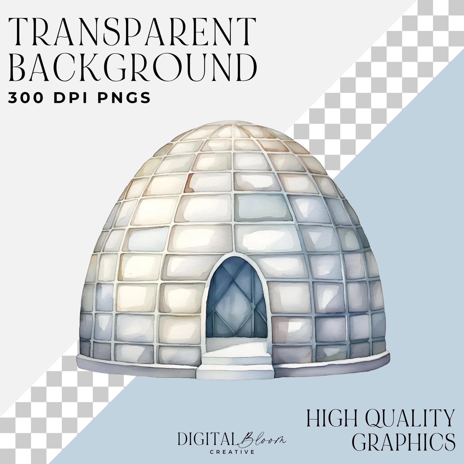 Igloo Clipart Eskimo Watercolor Clip Art North Pole PNG Winter Ice ...