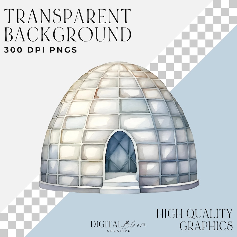 Igloo Clipart Eskimo Watercolor Clip Art North Pole PNG Winter Ice ...