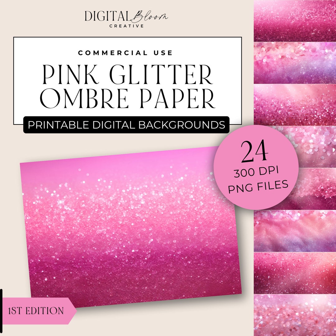 Digital Ombre Glitter Scrapbooking Paper Pink Sparkle Backgrounds ...