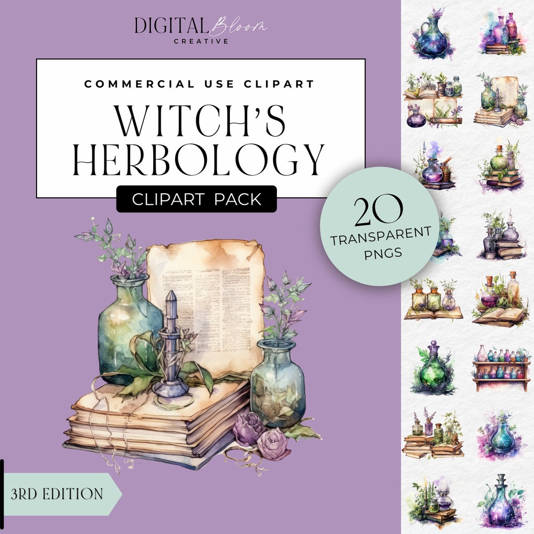 Herbology Clipart, Magic Potion Clip Art, Wizard PNG, Botanical Plants ...