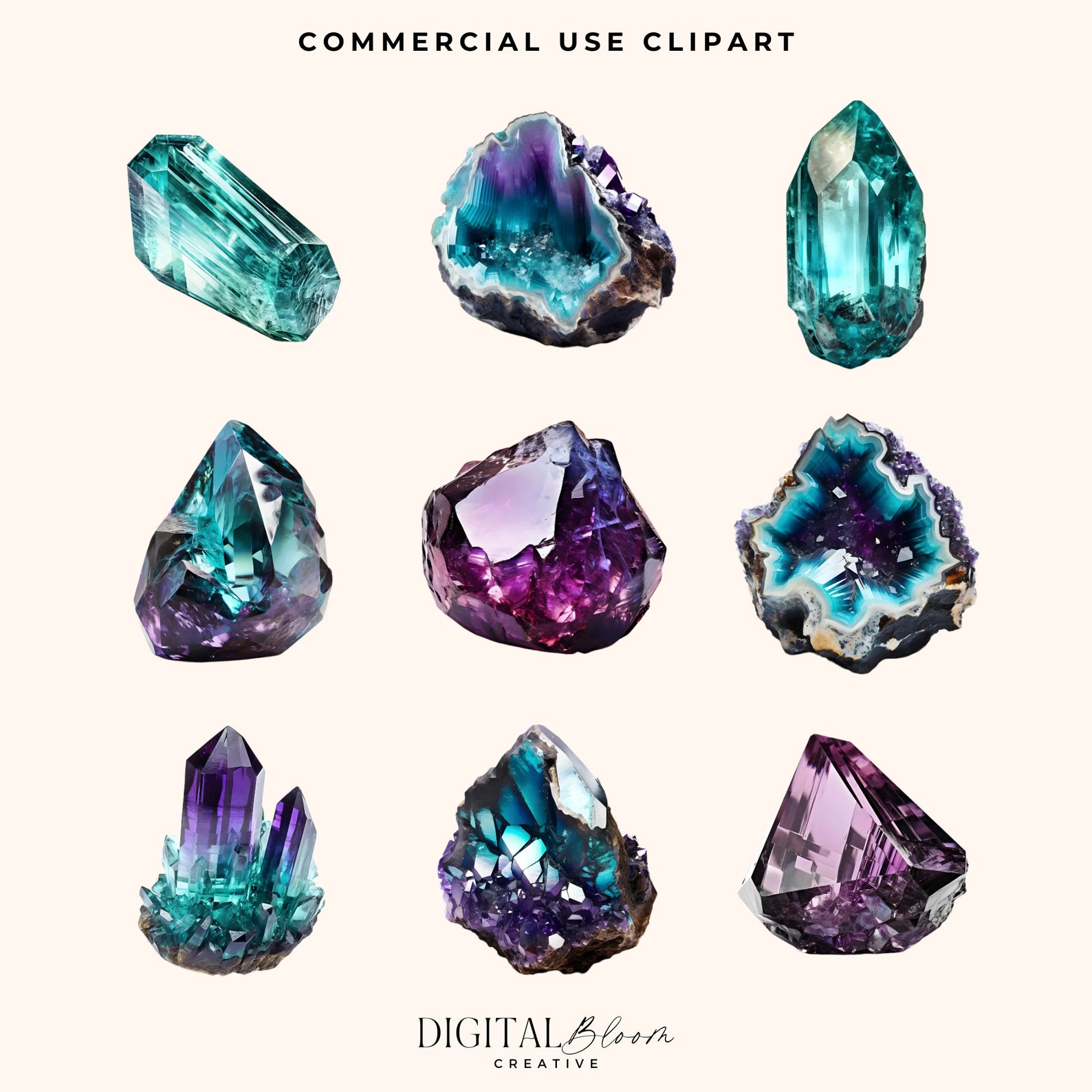 Alexandrite Crystal Clipart, Realistic Gemstones PNG, Healing Geode ...