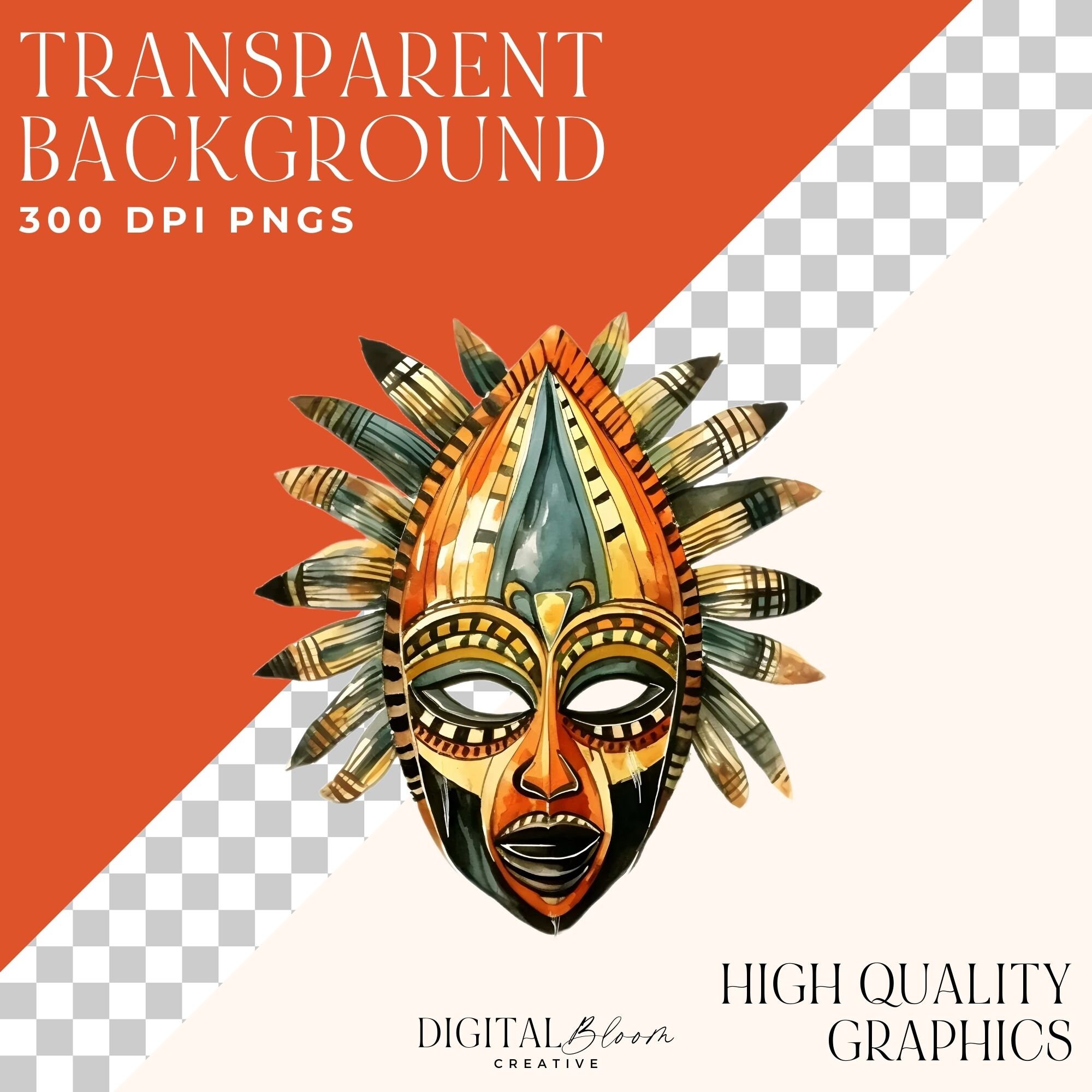 African Zulu Mask Clipart PNG Watercolor Indigenous Tribal Clip Art ...