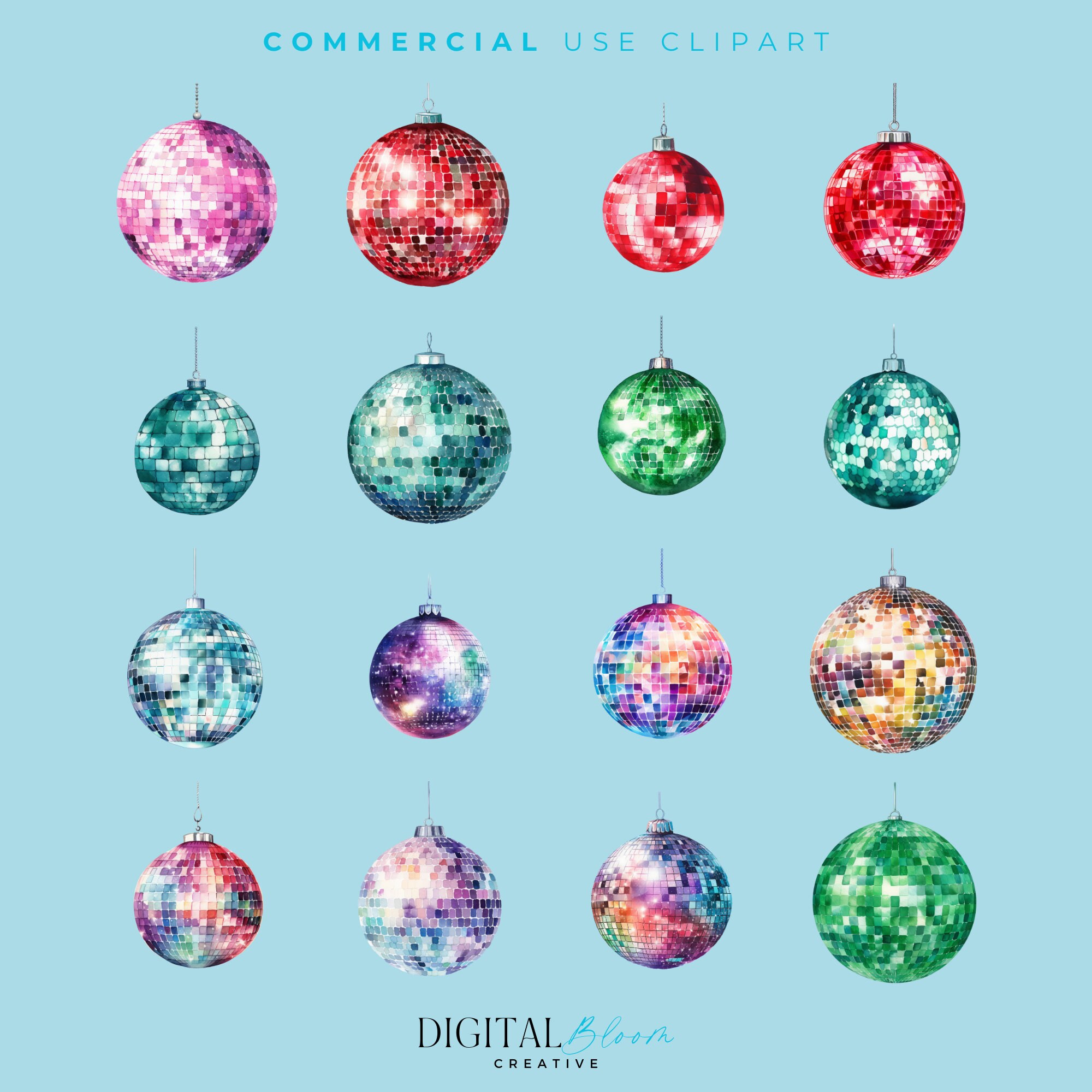 Disco Ball Clipart, Mirror Disco Balls PNG, Party Bundle, Bachelorette ...